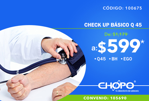 Cuponerapp - Check up básico Q45 $599 en Laboratorio Médico del Chopo