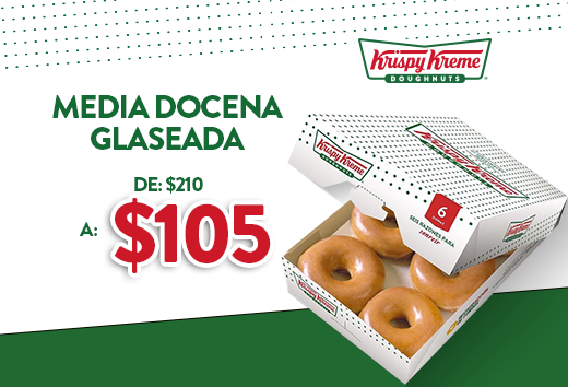 Cuponerapp - Media docena glaseada al 50% OFF en Krispy Kreme